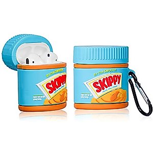 Mulafnxal for Airpods 1&2 Case, Cute 3D Funny Cartoon Food Soft Silicone Protective Airpod Cover, Stylish Fun Cool Design Shockproof Skin, Fashion Cases for Girls Kids Teens Air pods (Peanut Butter)