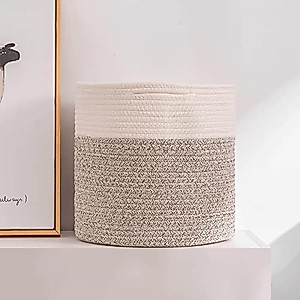 CubesLand Storage Cube Basket Bins 11x11'' for Cube Storage Organizer/Shelves,Woven Baskets for Organizing /Storage,Cube Shelves Cloth Closet Basket Bins, Rope Storage Bins 4 Packs Off White/Light Brown