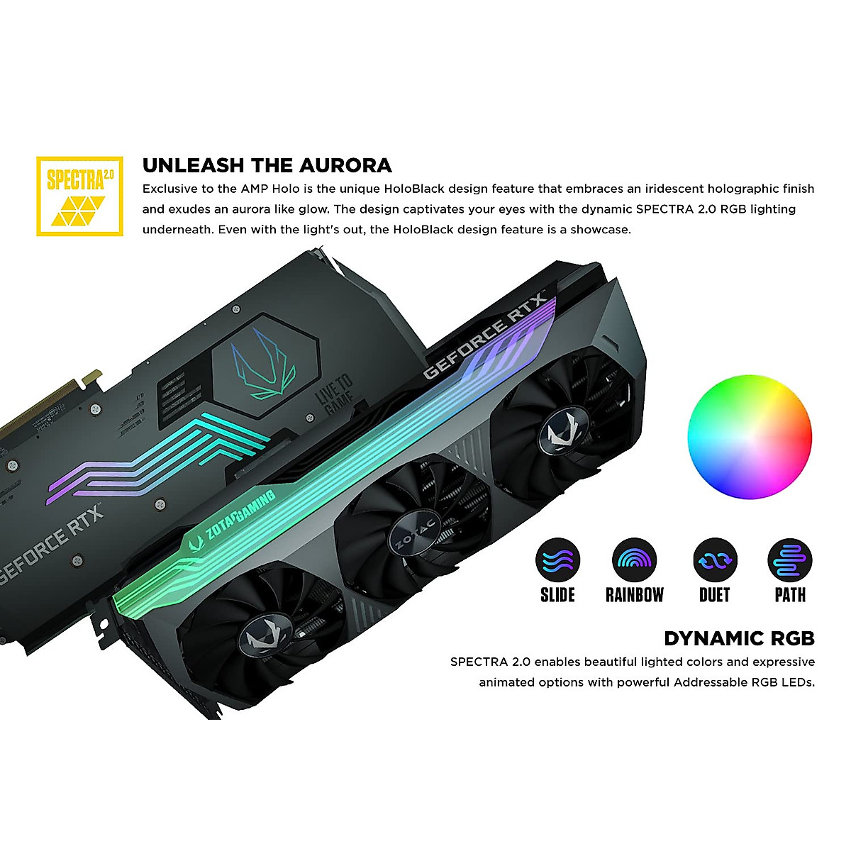 ZOTAC GAMING GeForce RTX™ 3080 Ti AMP Holo 12GB GDDR6X 384-bit 19 Gbps PCIE 4.0 Graphics Card, HoloBlack, IceStorm 2.0 Advanced Cooling, SPECTRA 2.0 RGB Lighting, ZT-A30810F