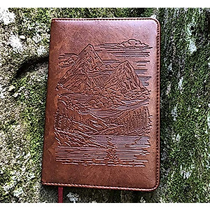 SOHOSPARK Mountains Refillable Faux Leather Journal, Mens Journal, 6x8 Vegan Lined Writing Journal for Women