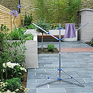 YIYIBYUS Outdoor Umbrella Drying Rack, Steel Frame & Adjustable Height, 4-arm Umbrella Clothesline for Bedding, Collapsible Retracting Clothes Line for Backyard