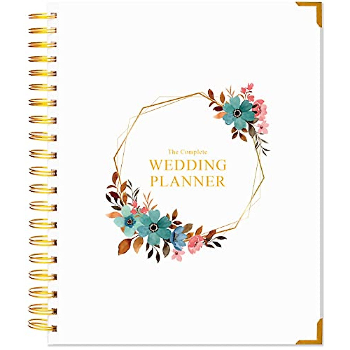Wedding Planner & Organizer - Floral Gold Edition, Diary Engagement Gift Book & Bride To Be Countdown Calendar, 9" x 11", Brown Leaf