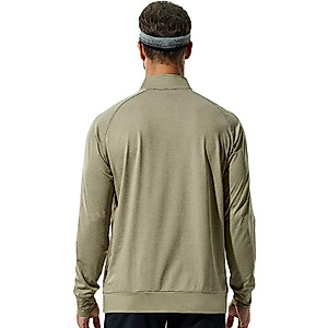 MIER Men's Quarter Zip Pullover UPF 50+ Long Sleeve Golf Hiking Running Athletic Shirts, Lightweight Brushed Back Fleece (Brown, Large)