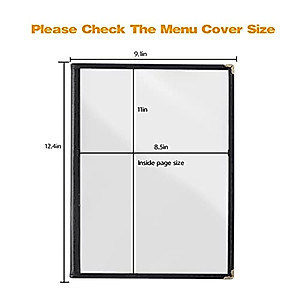 2PCS Menu Covers 8.5" x 11" Restaurant Menu Holder 4 Page 8 View Transparent Menu Sleeve,Fits A4 Size Paper for Restaurant Menu Home Project Office Daily Paper Chores and etc(Black)