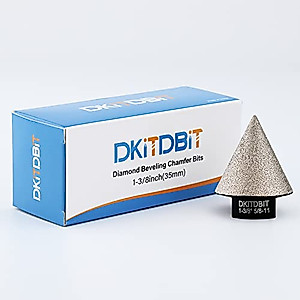 Diamond Beveling Chamfer Bit 1-3/8 Inch (35mm) Countersink Drill Bits with 5/8-11 Thread to 3/8” Hex Shank Adapter for Angle Grinder & Drill Enlarging Trimming Holes in Porcelain Ceramic Granite Tiles