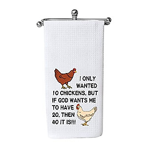 WCGXKO Chicken Gift Chicken Lover Gift Funny Chicken Kitchen Towels Housewarming Gift for Chicken Owner (40 Chickens)