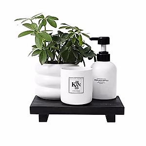 Bathroom Counter Organizer Wooden Decorative Trays Rectangular Soap Holder Plant Stand for Bathroom, Kitchen, Lotion Bottle, Cosmetic, Retro Black