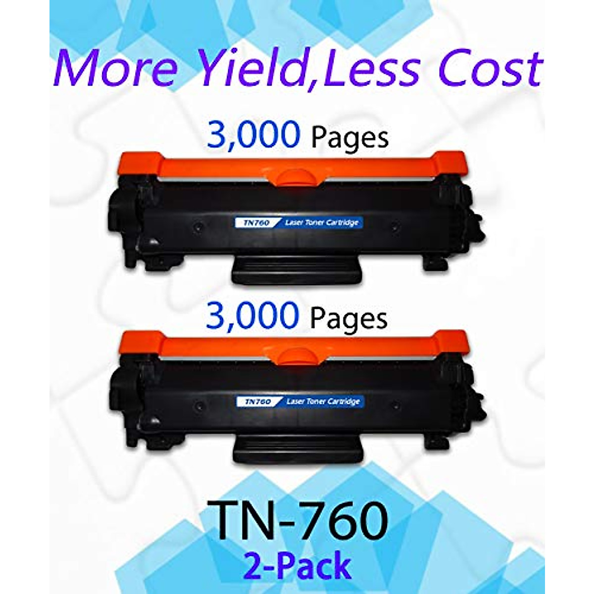 (2-Pack) Compatible TN-760 Toner Cartridge TN760 Used for Brother HL-L2350DW HL-L2395DW MFC-L2710DW MFC-L2750DWXL Printer, by EasyPrint
