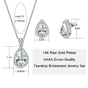 DHQH 6 Sets Bridesmaid Proposal Gifts Teardrop Jewelry Set for Bridal Bridesmaid Necklace Earring Set for Wedding Jewelry Set for Women
