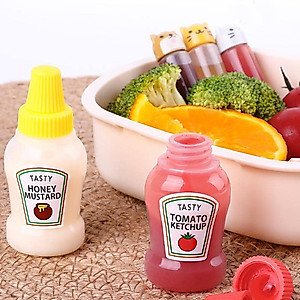 Mini Tomato Ketchup Bottle, 2 Pcs 25ML Portable Small Sauce Container Salad Dressing Container Pantry Containers for Bento Box