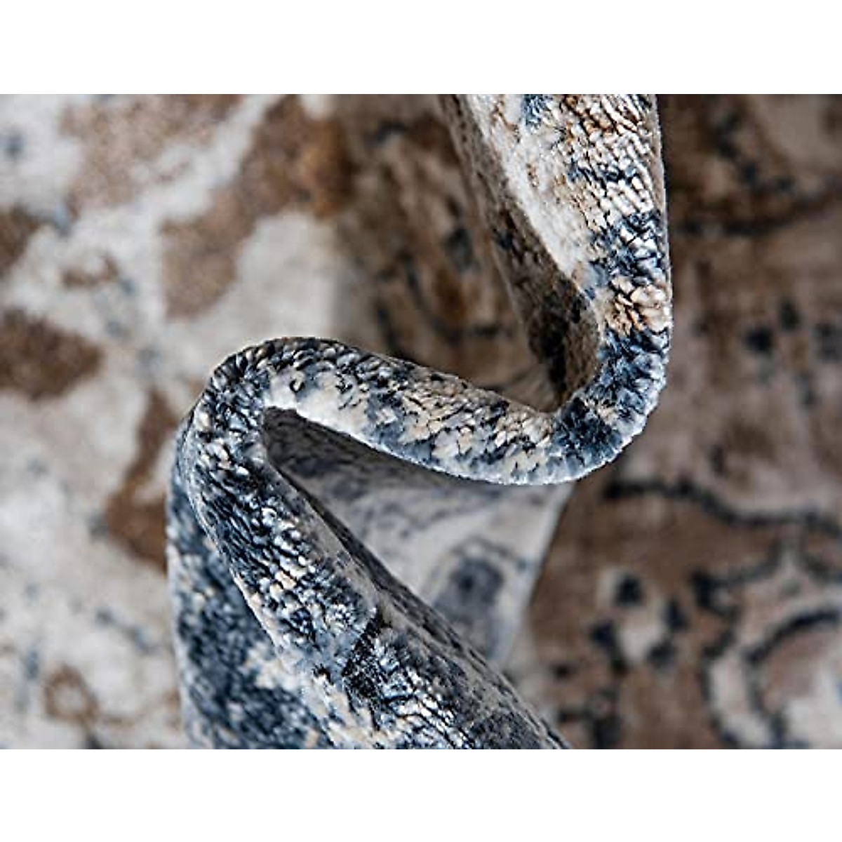 Unique Loom Chateau Collection Vintage, Distressed, Medallion, Rustic, Traditional Area Rug, 9' 0" x 12' 0", Beige/Navy Blue