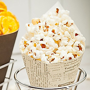 Restaurantware Conetek 10-Inch Eco-Friendly Finger Food Cones: Perfect for Appetizers - Food-Safe Paper Cone with Newsprint Styling - Disposable and Recyclable - 100-CT - Restaurantware