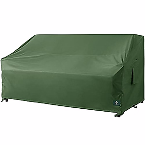 CHUN YI Patio Sofa Cover, Heavy-Duty Patio Bench Cover, UV-Coated Ultra-Durable Outdoor Furniture Sofa Cover for Lawn Garden with Air Vent 3-Seater (64" Wx26 Dx35 H,Green)