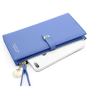 Valentoria Womens Long Wallet Wallet ClutchPurse Handbag Zipper Wristlet Pocket Card Holder (Denim Blue)