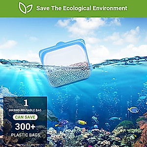 INKBIRD Reusable Silicone Bags for Food Storage Bundle 4-Pack, BPA Free Food Grade Meal Prep Food Storage Containers Set, for Lunch, Travel, Freezer, Oven, Microwave, Dishwasher Safe, Leakproof