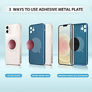 Metal Plate for Phone Magnet, 8 Pack Replacement Magnet Disc Magic Mount Plate with Adhesive Backing for Socket Grips & Magnetic Car Holder Cradle Stand(Dashboard/Vent/CD Slot/Windshield) - Round