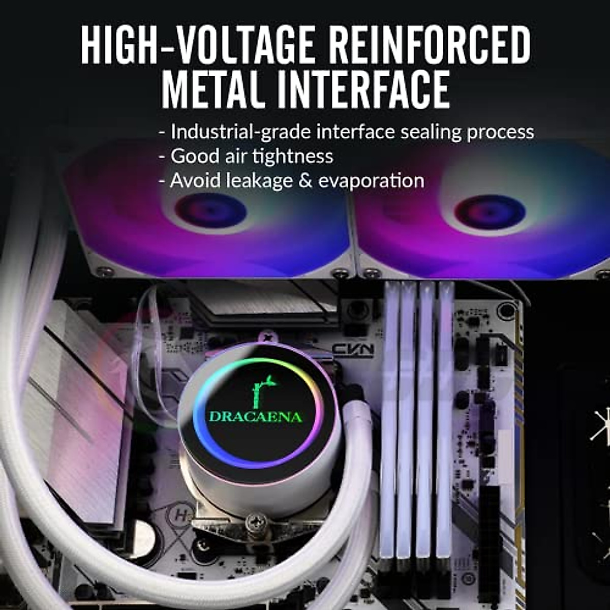 Dracaena 120mm AIO CPU Cooler, 120mm Radiator, 120mm ARGB PWM Fans, Color Change Remote, Leakproof Technology,High Flow Pump, ARGB Liquid Cooling System, AMD AM5/AM4 -Intel LGA 1700/1200/115X, White