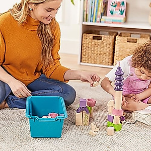 ECR4Kids 10 Cubby Tray Cabinet with Scoop Front Storage Bins, 5x2, Natural, Classroom Furniture, Clear