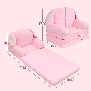 ANTSOUL Toddler Couch with Folding Function, Kids Couch Choose Short Plush Fabrics and Colors for 1-3 Old