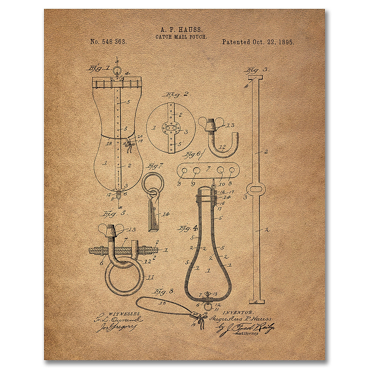 Mailman Patent Prints - Set of Four Postal Worker 8 X 10 Photos Vintage Wall Decor - Mail Person