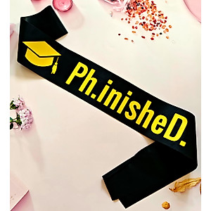 Magnusson's Garden PhD Graduation Sash, Ph.inisheD. Finished Phinally Done Graduation Gift for PhD Grads and Survivors, Class of 2024 Congrats Decor