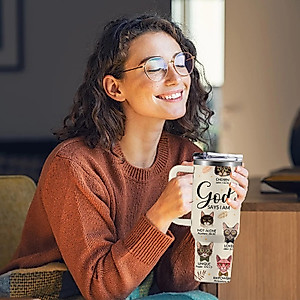 NIAXAUYT Christian Cat Gift, 40 Oz God Says I Am Cat Tumbler With Handle, Christian Gifts for Women/men, Inspirational Religious Birthday Gifts for Cat Lover Bible Verse Cup, Cat Lovers Gifts