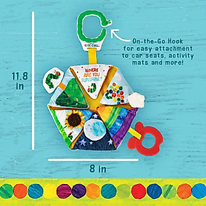 KIDS PREFERRED World of Eric Carle The Very Hungry Caterpillar Sunshine On The Go Activity Toy with Peek A Boo Flaps, Apple Tether, and On The Go Clip for Baby and Toddler Boys and Girls
