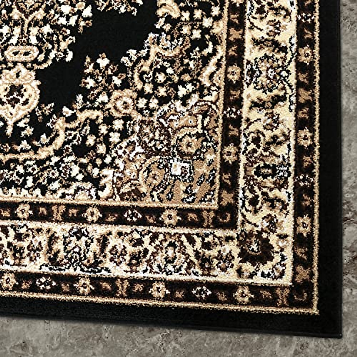 Antep Rugs Oriental 8x10 Traditional Medallion Indoor Area Rug Siesta (Black Beige, 7'10" x 10')