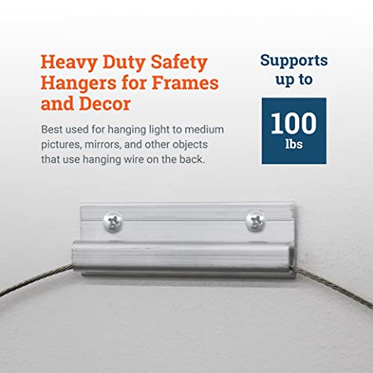 Wall Dog Wire Hanger 100 lbs - 3 inch Safety Hanger for Frames with Hanging Wire - 2 Pack