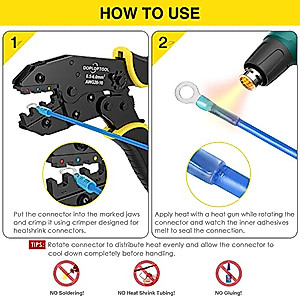 Crimping Tool for Heat Shrink Connectors, DOPLOP TOOL Ratcheting Wire Crimper Tool for 20-10 AWG (0.5-6mm²), Crimping Pliers for Cutting Wires and Insulated Wire Crimping Tool