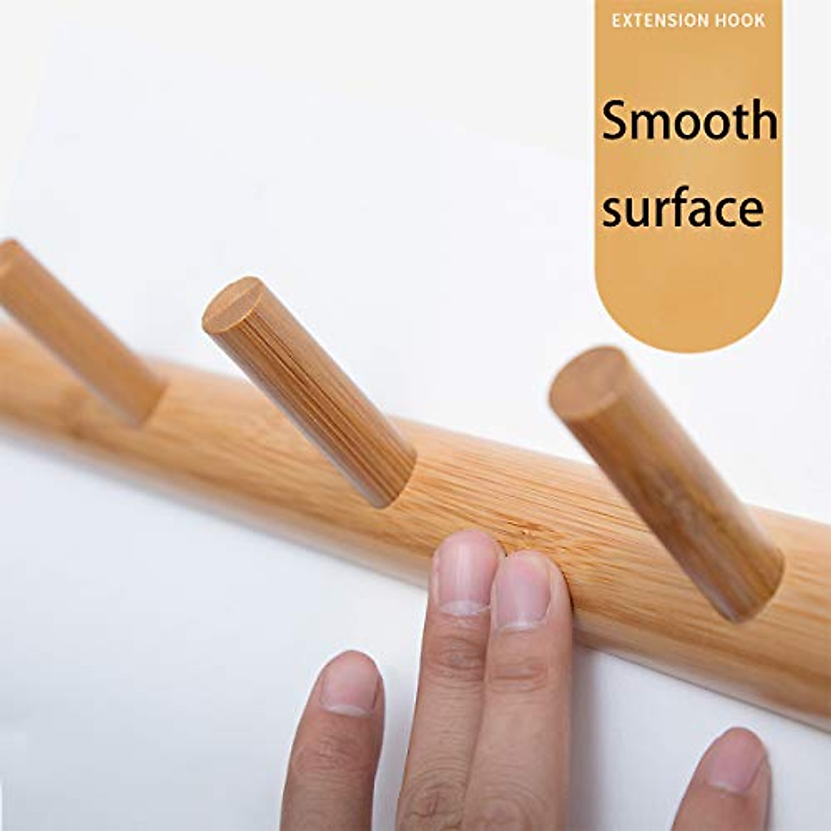 Moetron Modern Wall Mounted Coat and Hat Rack –4 Pegs, Beautiful Bamboo Wood Entryway Hanger with Screws - Wooden Bedroom and Bathroom Robe Towel Racks - Easy Assembly, Durable , Classic Design