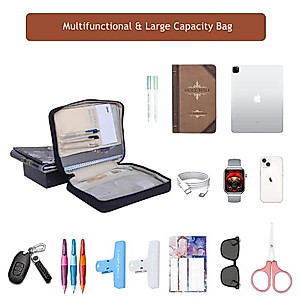 LONCHDAN Large Bible Cover for Men 11.8" x 8.6" x 2.6" Bible Covers for Women Carrying Case Bag for Boys Bible Protector/Study/Daily Use/Christmas Gift with Multi-Pockets and Adjustable Shoulder Strap