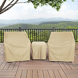Baner Garden Patio Furniture Covers,Outdoor Furniture Cover Waterproof,Patio Furniture Set Covers for 3 Piece Outdoor Bistro,Patio Sofa Covers Set for 2 Chairs and Coffee Table,Khaki