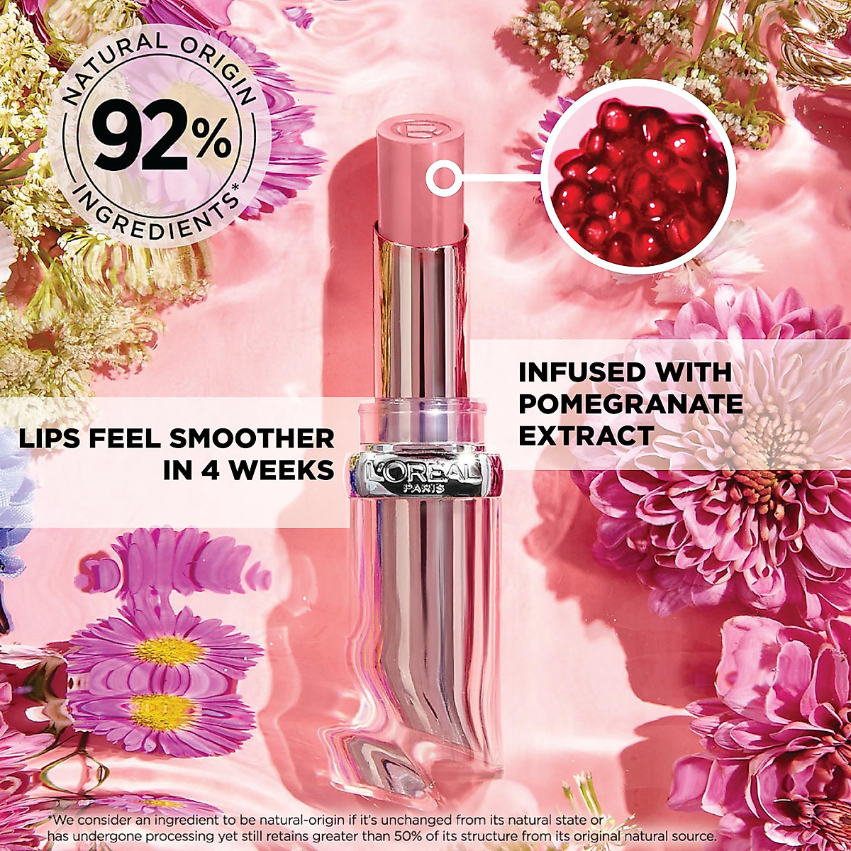 L’Oréal Paris Glow Paradise Hydrating Balm-in-Lipstick with Pomegranate Extract, Rose Mirage, 0.1 Oz