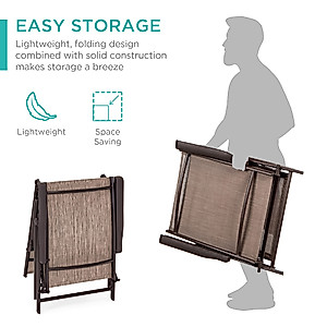 Best Choice Products Set of 2 Outdoor Patio Chaise Lounge Chair Adjustable Reclining Folding Pool Lounger for Poolside, Deck, Backyard w/Steel Frame, 250lb Weight Capacity - Brown