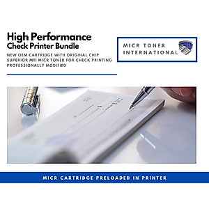 MTI M140we Laser MFP All-in-One Wireless Black & White Check Printer Bundle with 141A Starter MICR Toner, W1410A MTI Modified Magnetic Ink Cartridge, 100 Sheets Blank Check Paper