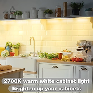 PHLSTYLE Under Cabinet Lights Plug in, 3 Pcs 12 Inch Under Cabinet Lighting, 2700K Warm White Closet Lights for Kitchen, Dimmable Under Counter Lights for Cupboard, Shelf, Workbench, Desk, Bookcase