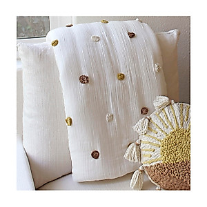 Crane Baby Blanket, Soft Cotton Pom Pom Nursery and Toddler Blanket for Boys and Girls, Cream, 36” x 36”