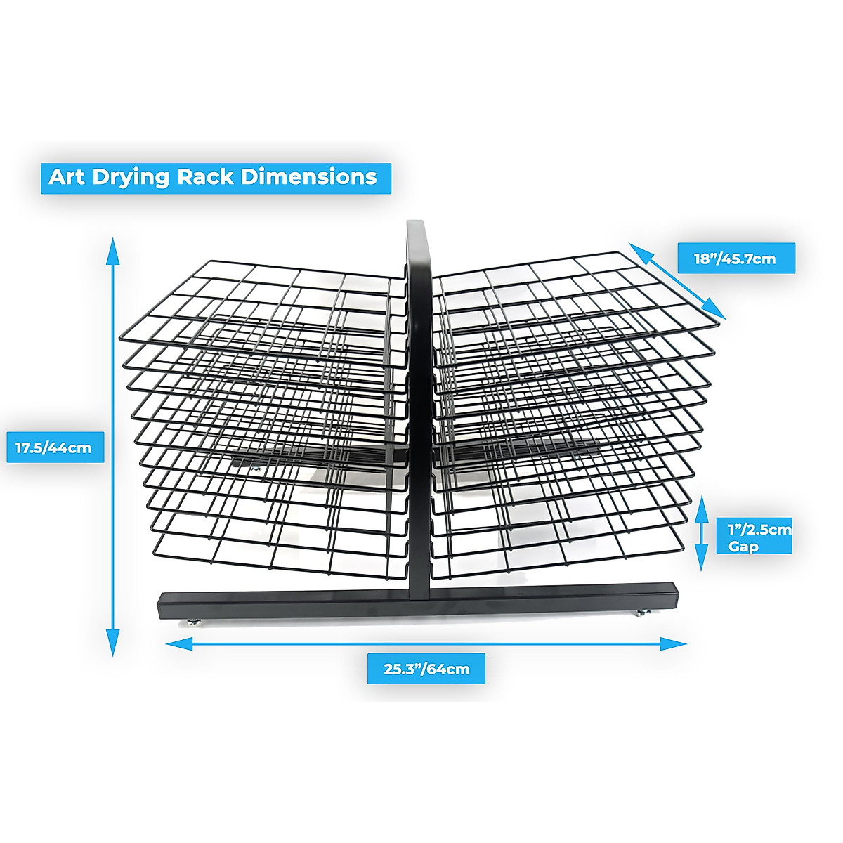Joymaney Art Drying Rack | Mobile Metal Art Storage Rack with Removable Shelves | Art Organizer for Kids, Art Studio and Tabletop Storage, Craft Room and Desktop (20 Shelves)