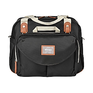BEABA Geneva Diaper Bag, Multifunction Baby Diaper Bag, Includes Removable Strap for Stroller, Changing Pad, and Insulated Pouch, (Black)