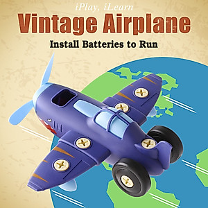 iPlay, iLearn Take Apart Toy Vehicle Playset, Kids Assembly Build Set W/Screwdriver, Vintage Electronic Motor Car Boat Airplane Train, Preschool STEM, Birthday Gifts for 3 4 5 6 7 Year Old Boys Girls