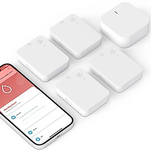 TREATLIFE Smart Water Leak Detector 4 Pack & Zigbee Hub Kits, Wireless Detector with Sensitive Leak and Drip Alert, Water Sensor Alarm for Home Basement, Kitchen, Bathroom