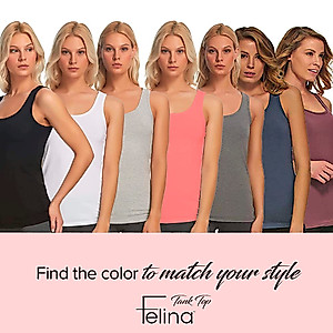 Felina Stretch Layering Women’s Tank Top (Black White, Large) - Seamless Cotton Workout Tank Top for Women - Layering Undershirt for Ladies - Stretchy Base Layer Tank Top for Women