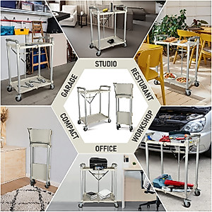 Olympia Tools 89-363 Pack N Roll Collapsible Service Cart, XL, 200LB Capacity, White, 2-Layers