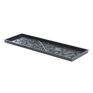 Anji Mountain AMB0BT4F-018 Black Rubber Boot/Shoe Tray with Coir, Fits 4 Pair (46.5" Wide), Rectangle Embossed Insert