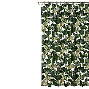 Lush Decor, Green Tropical Paradise Shower Curtain-Fabric Leaf Rainforest Island Print Design, 72" x 72"