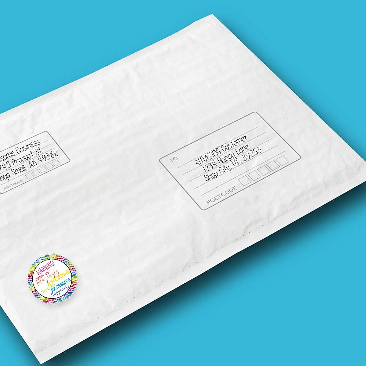 Warning Contents are Awesome Thank You Customer Appreciation Sticker Labels for Small Businesses, 60 1.5" Circle Stickers by AmandaCreation, Great for Envelopes, Postcards, Direct Mail, & More!