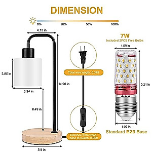AdiyZ Lamps for Nightstand Set of 2 - Industrial Bedside Table Lamp for Bedroom - Modern Small Desk Light for Living Room 3-Way Dimmable Side Night Lamps for Reading (Black & 2 LED Bulbs Included)
