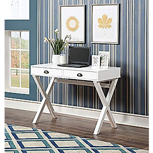 OSP Home Furnishings Washburn Chic Campaign Writing Desk, White