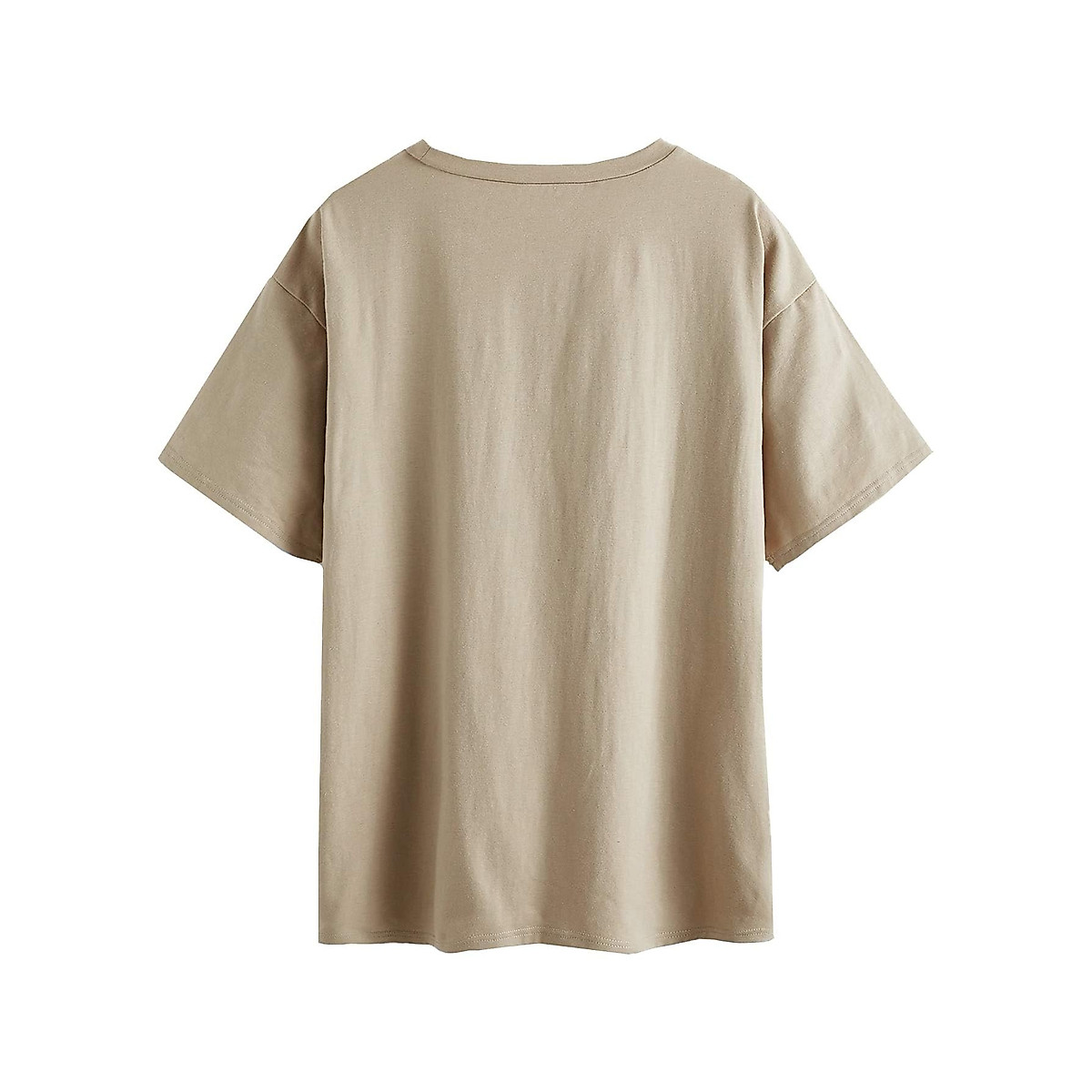 SOLY HUX Women's Graphic Oversized Tees Letter Print Summer Tops Vintage Half Sleeve Loose Casual T Shirts Beige/Black XXL